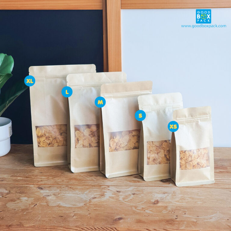 ถุงซิปคราฟท์ ขยายข้าง ก้นตั้ง เจาะหน้าต่าง M - Goodboxpack