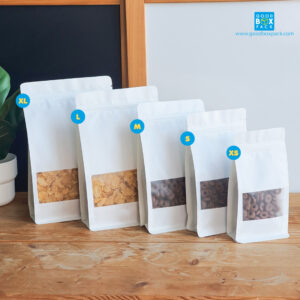 ถุงซิปขาว ขยายข้าง ก้นตั้ง เจาะหน้าต่าง M - Goodboxpack