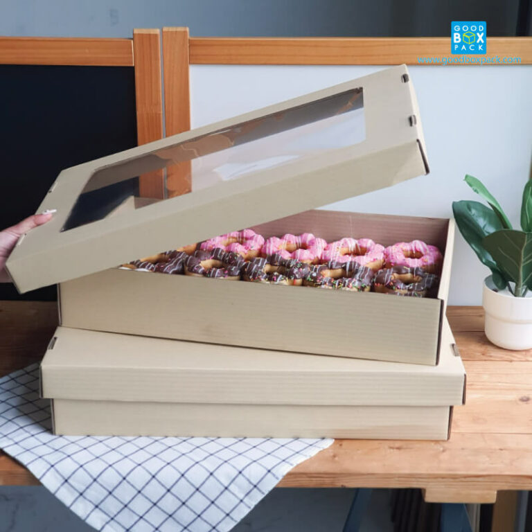 กล่องลูกฟูกใส่โดนัท พร้อมฝา - Goodboxpack