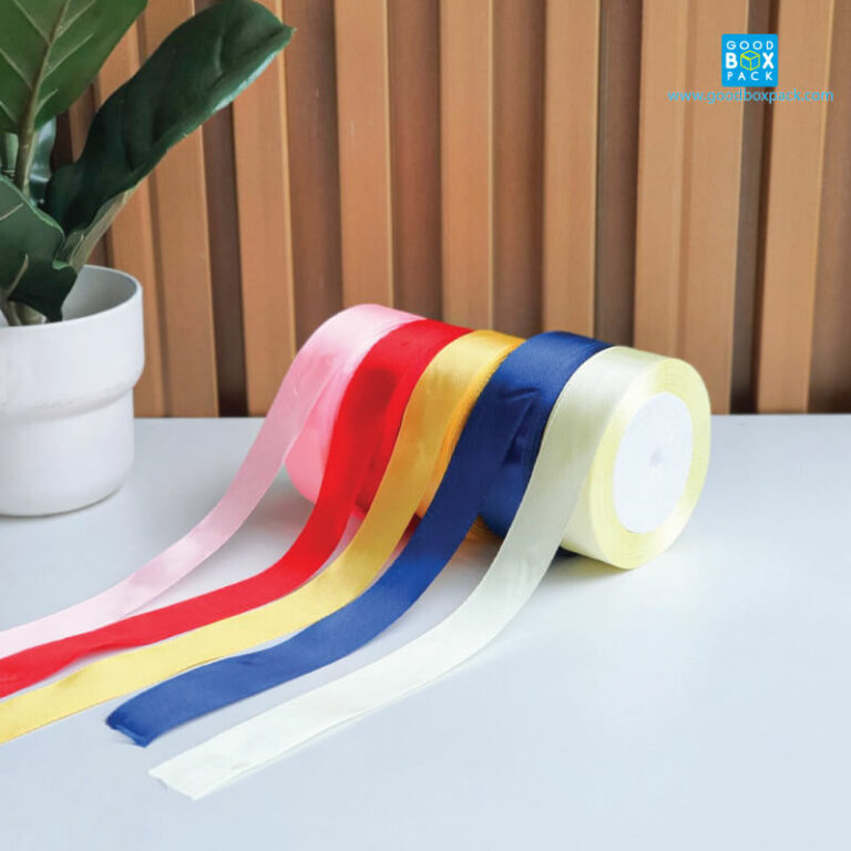 ริบบิ้นผ้าซาติน ไซส์ 1นิ้วx25หลา สีแดง - Goodboxpack